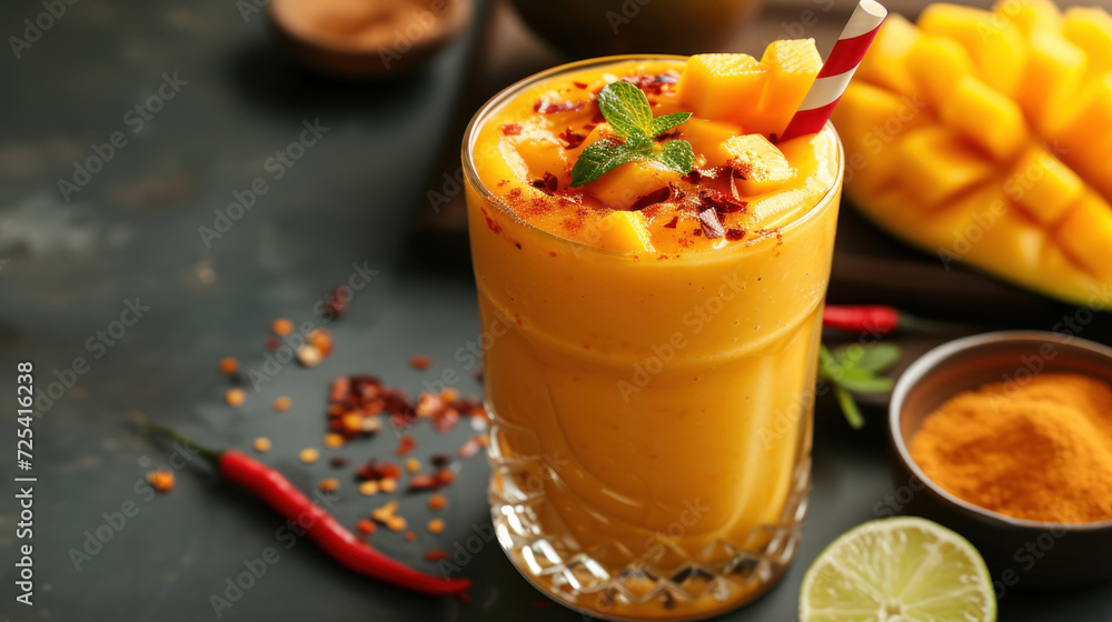 Mangonada mexican mango smoothie with chamoy sauce and chili lime ...