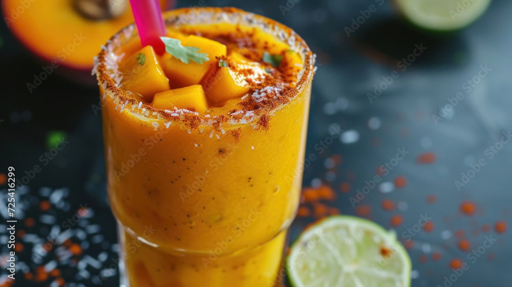 Mangonada mexican mango smoothie with chamoy sauce and chili lime ...