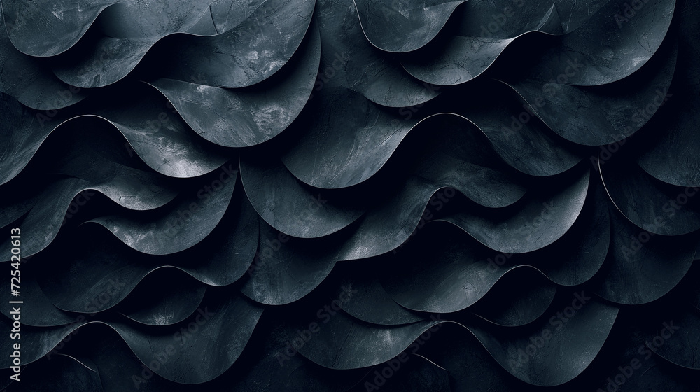 wavy metal texture - dark, abstract background/wall design - layered ...