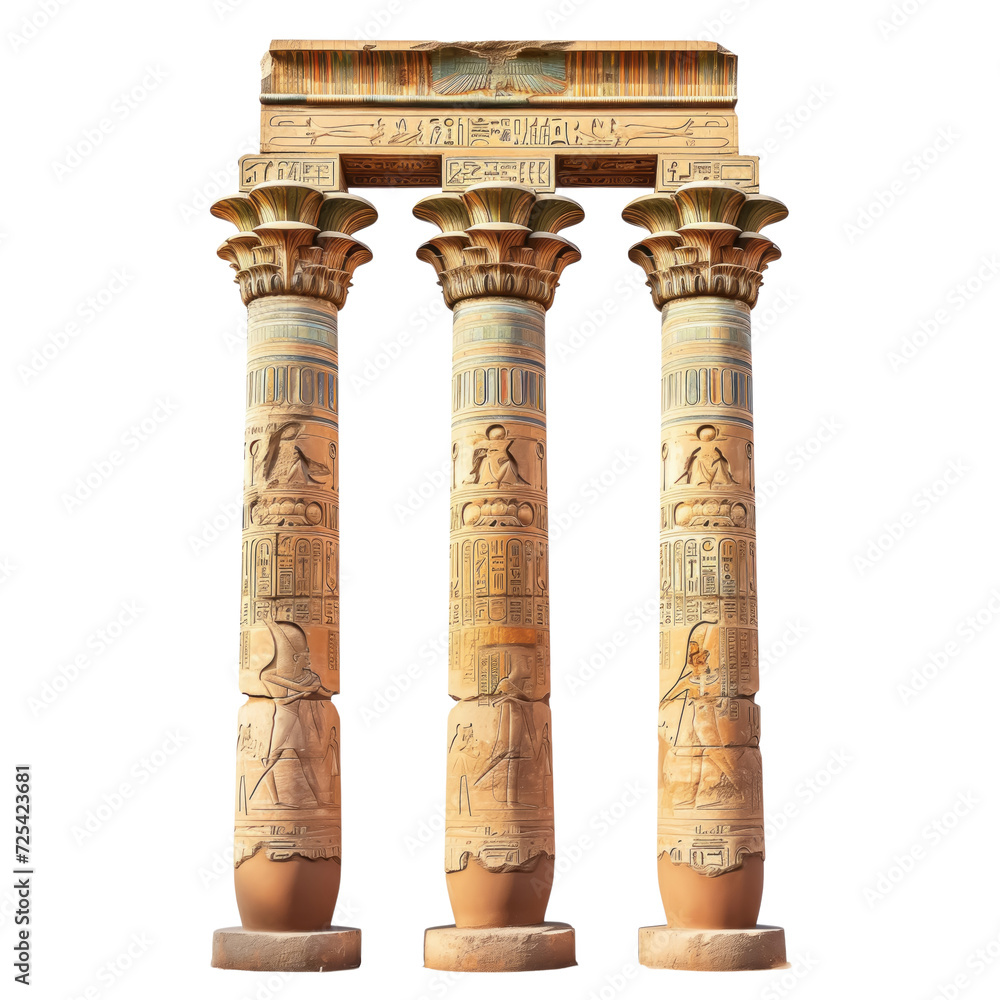 Egyptian pillar, egyptian Column with Lotus and Papyrus Motifs Isolated ...