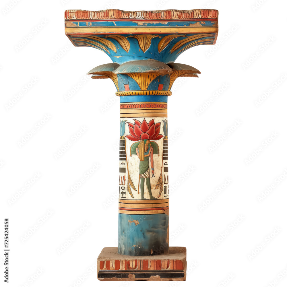 Egyptian pillar, egyptian Column with Lotus and Papyrus Motifs Isolated ...