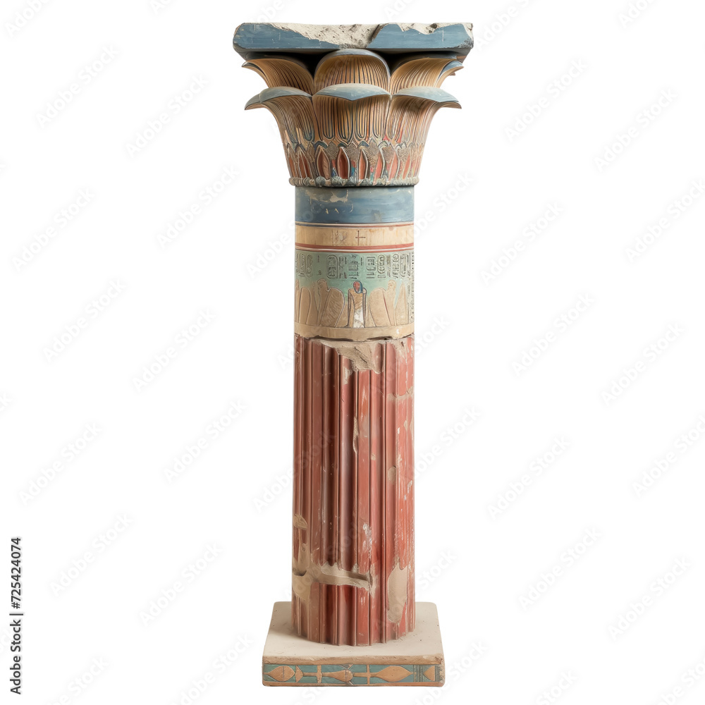 Egyptian pillar, egyptian Column with Lotus and Papyrus Motifs Isolated ...
