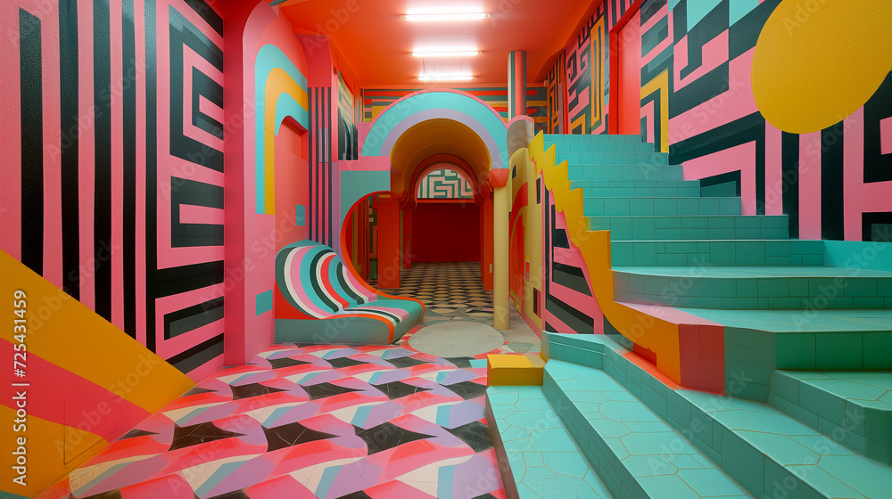 Liminal space, colourful architecture, multiverse connections. Stock ...