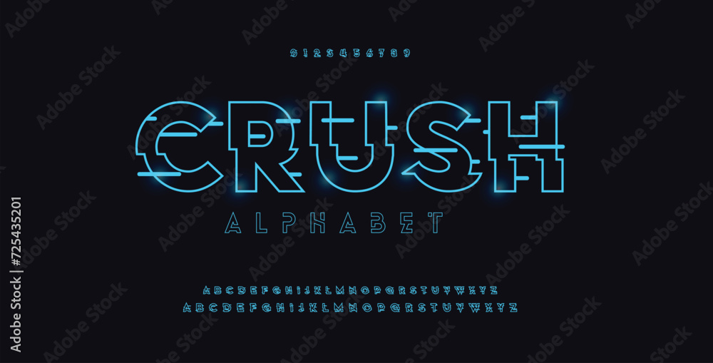 CRUSH Double line monogram alphabet and tech fonts. Lines font regular ...