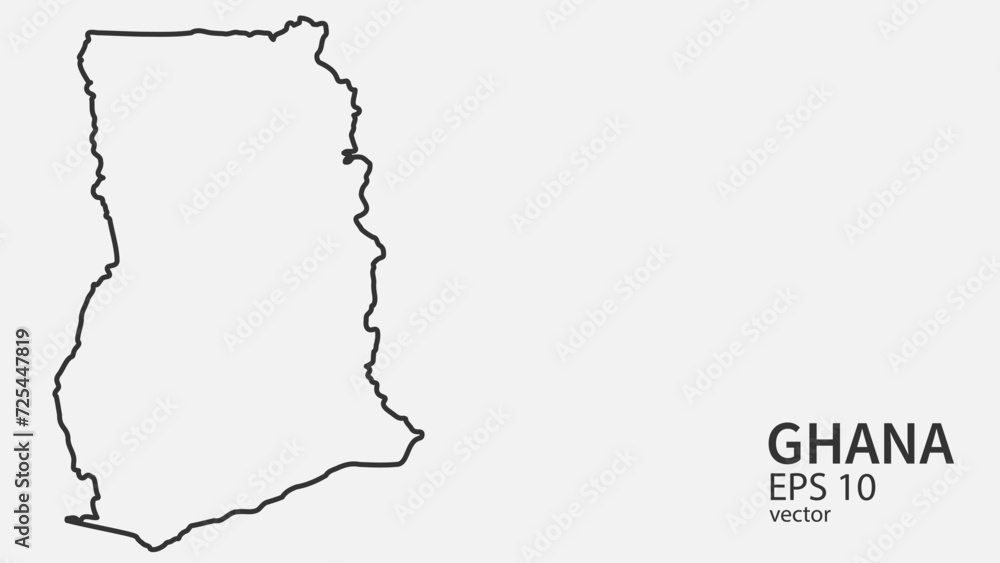 Vector line map of Ghana. Vector design isolated on white background ...
