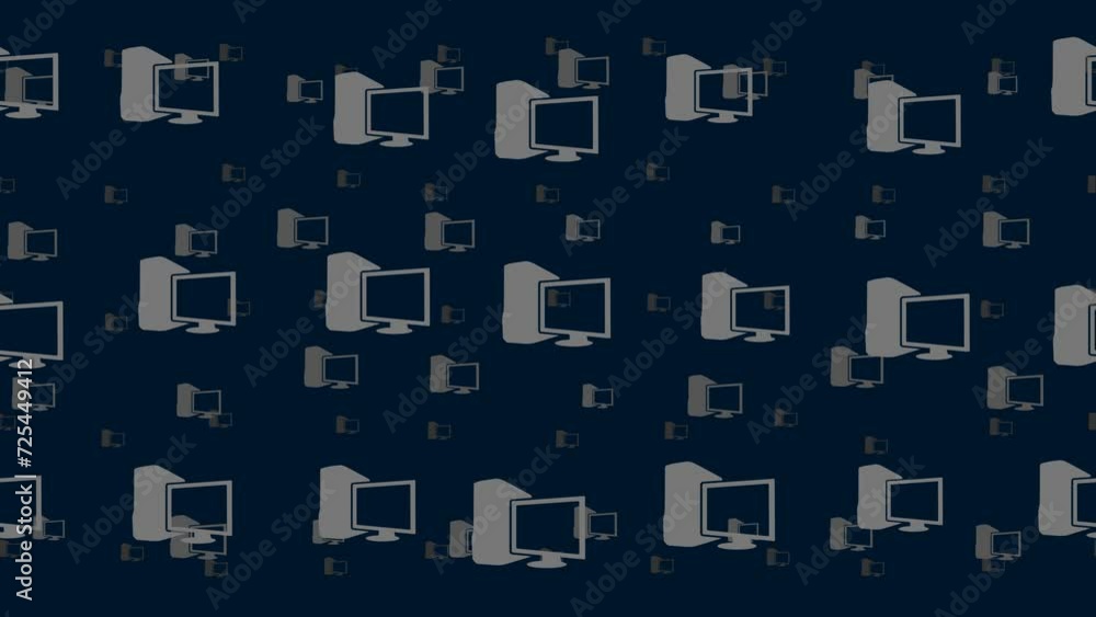 Vidéo Stock Desktop symbols float horizontally from left to right. Parallax fly effect. Floating ...