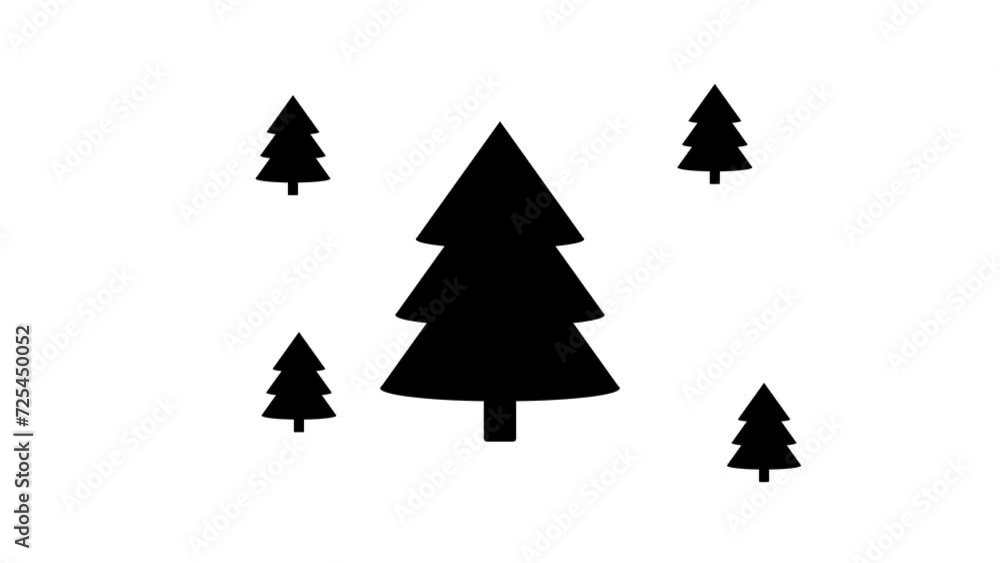 Zoom in and out animation the fir-tree symbol. Large black symbol in ...
