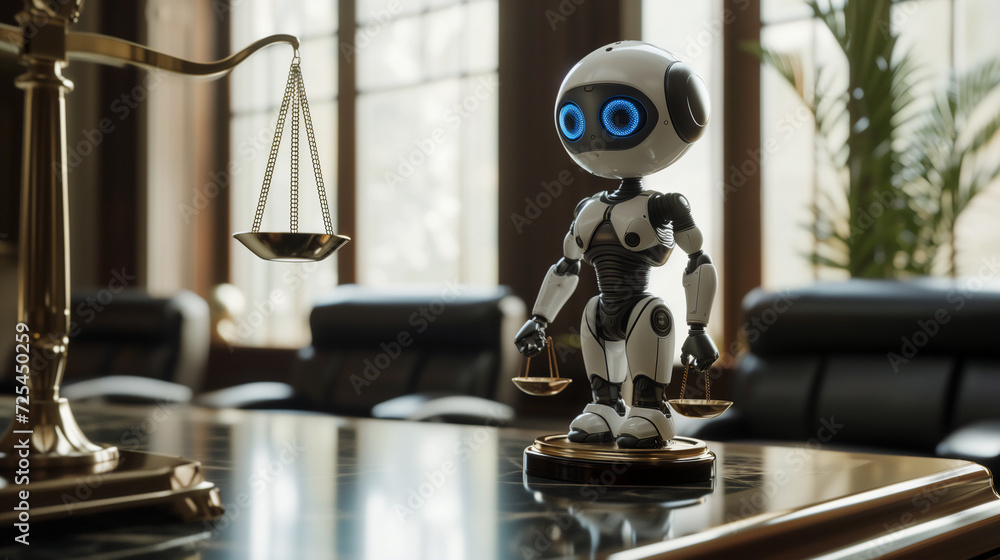 Law and Technology: White Robotic Judge in a Law Office /Lady Justice ...