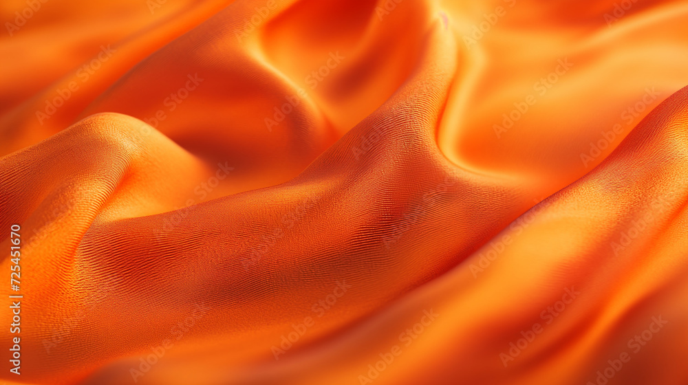 Abstract Orange Background with Silken Sheen, Showcasing Draped Fabric ...