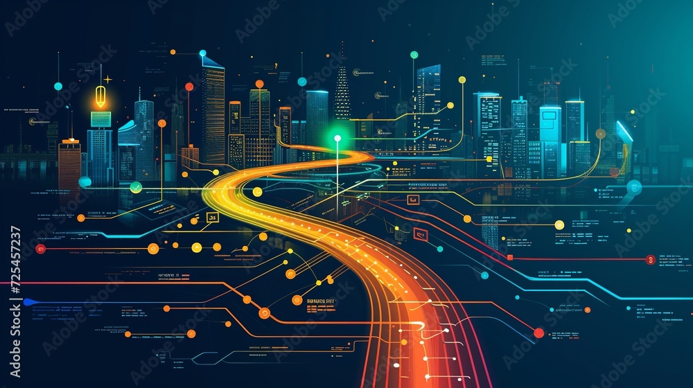 Business road map timeline infographic city designed for abstract ...