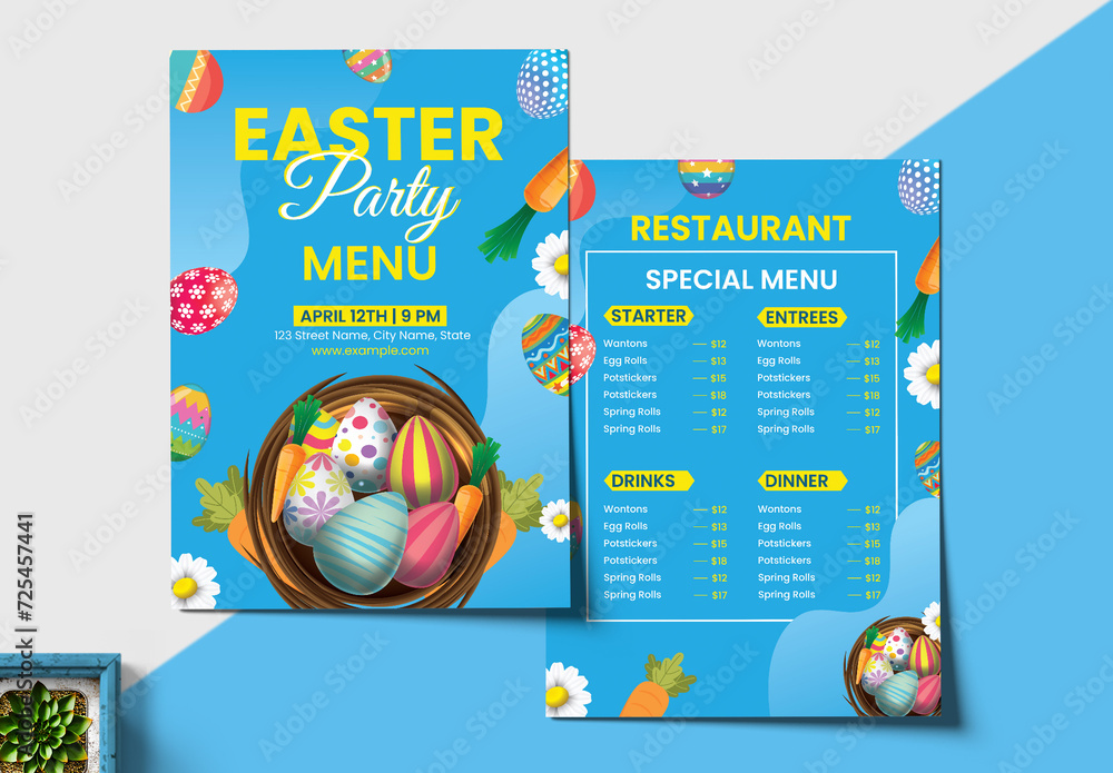 Easter Menu Flyer Layout Stock Template | Adobe Stock