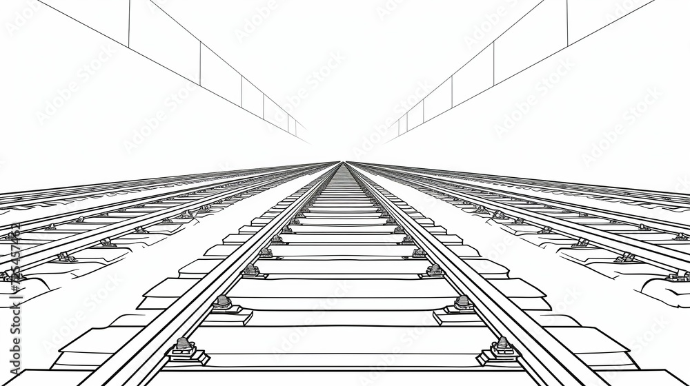 Continuous line drawing of railroad track line vector icon of a train ...