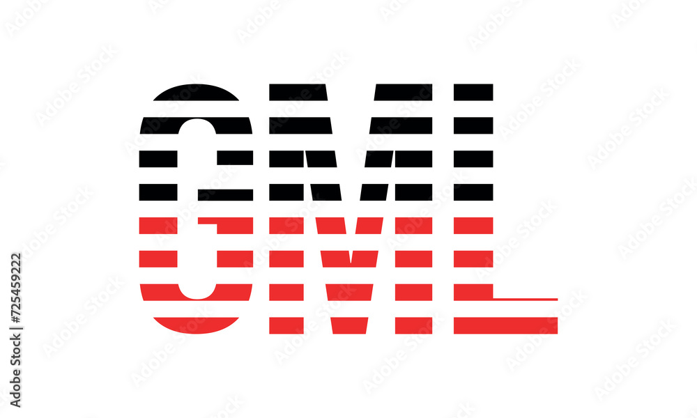 GML three initial letter iconic line negative space minimal logo design ...