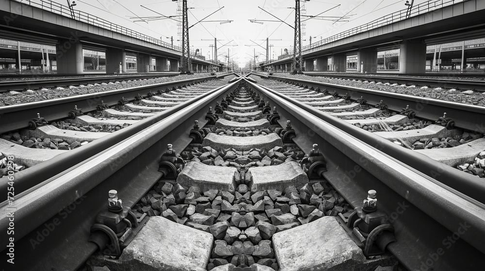 Railway tracks with switches and interchanges at a main line station in ...