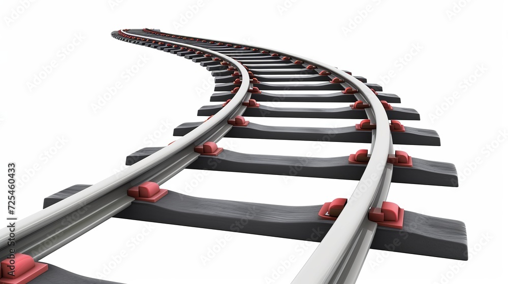 Railway train track vector route. Rail pattern round circular curve ...