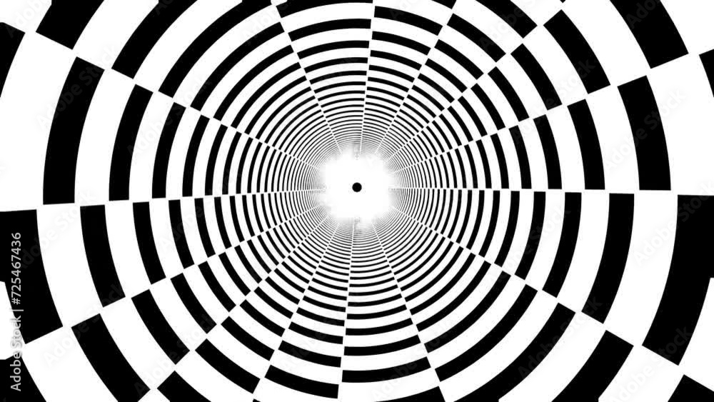 3d abstract black and white tiles tunnel hole. Turning texture made of ...
