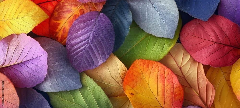 Generative AI image of Colorful leaves spread out in large groups Stock ...