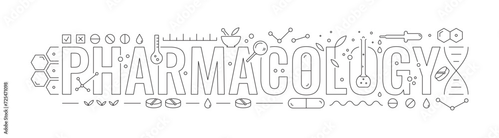 pharmacology and pharmacology symbols. technical drawing pharmacology ...