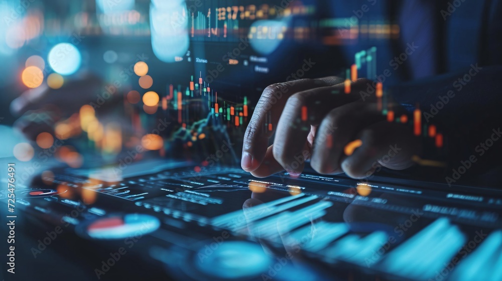 Virtual screen displaying the concept of fiscal risk assessment and ...