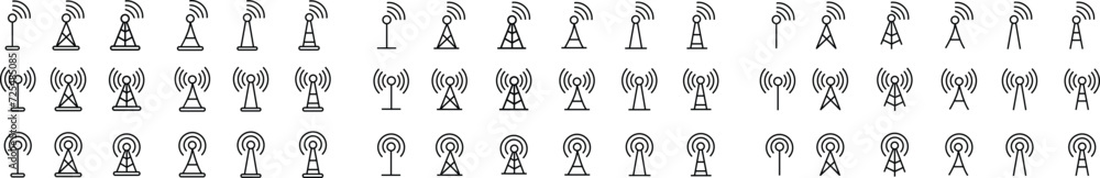 Antenna line icon set. Radio antenna black linear vector isolated on ... Antenna line icon set. Radio antenna black linear vector isolated on ...