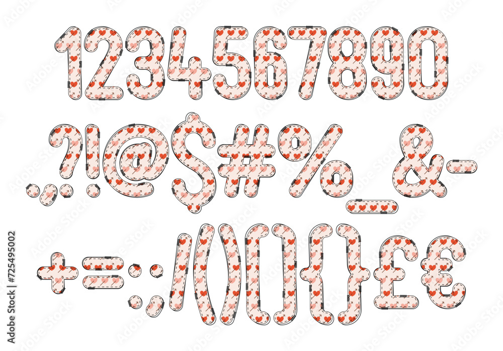 Versatile Collection of Romance Numbers and Punctuation for Various ...