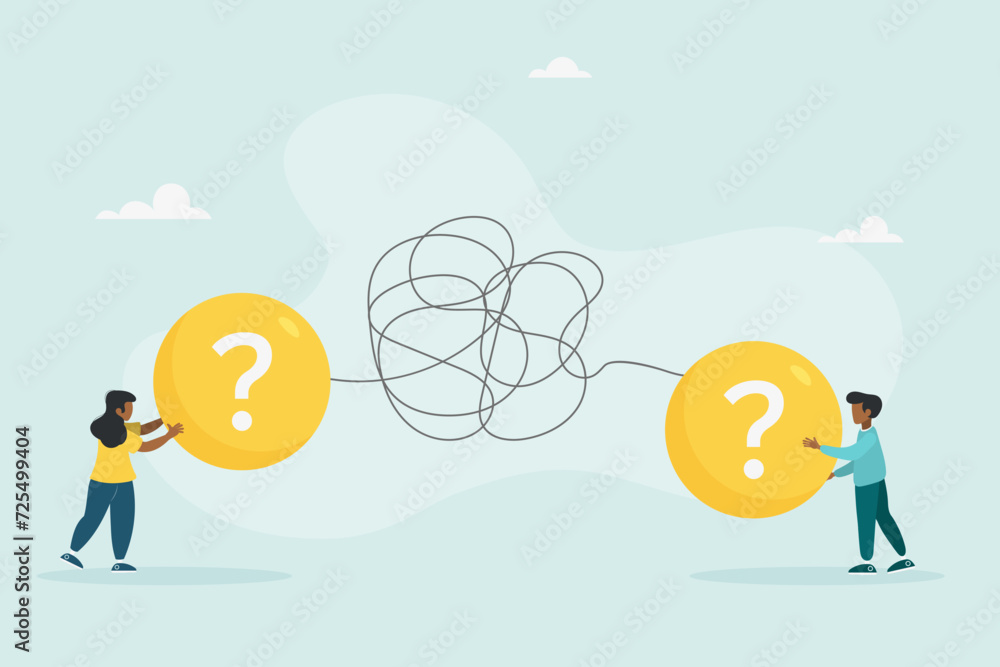 Problems in communication concept, misunderstandings create confusion ...