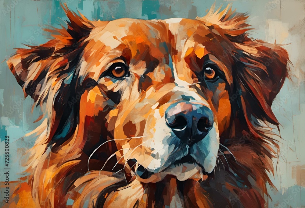 AI generated illustration of Painting of a majestic dog gazing toward ...