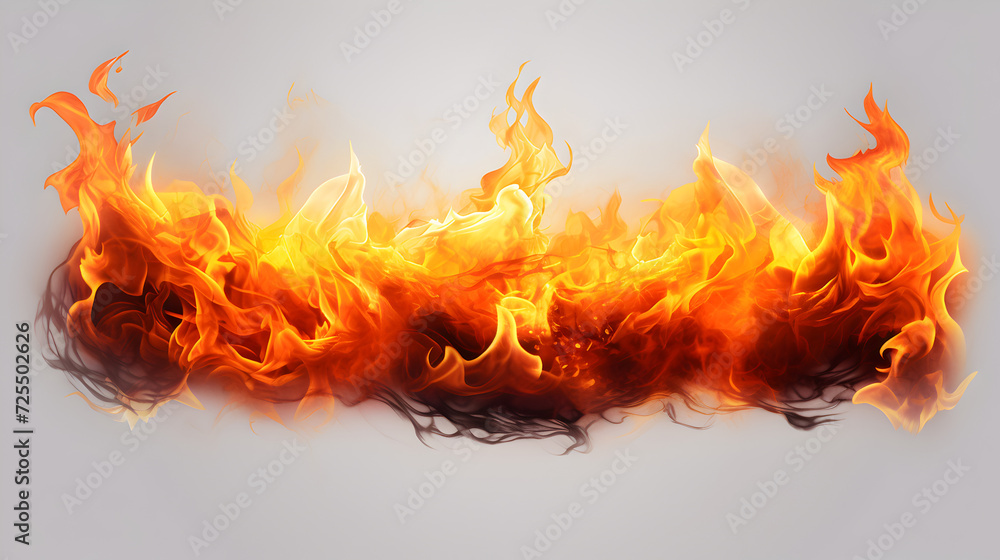 Translucent fire flames and sparks on transparent background. For used ...