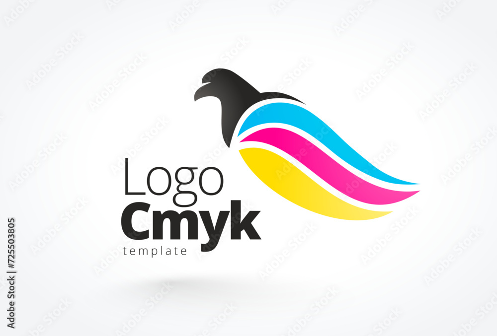 Logo Bird CMYK Wings. Printing theme. Template design vector. White ...