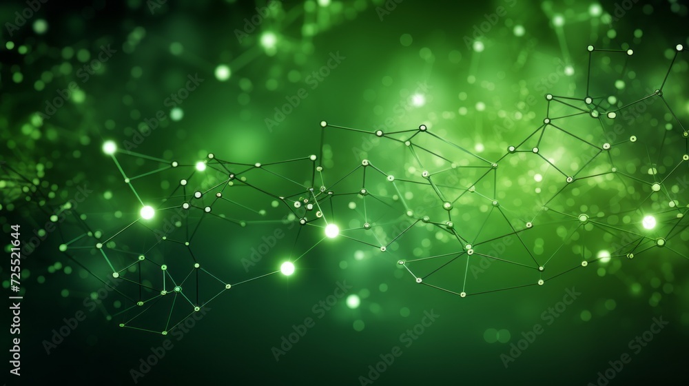 Vibrant abstract green tech background with interconnected elements ...