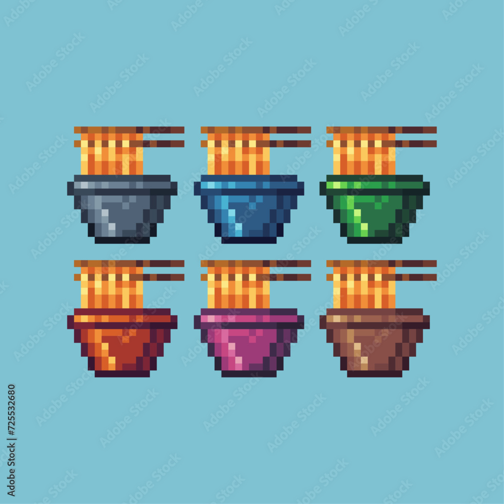 Pixel art sets icon of lunar noodle icon variation color. noodle icon ...