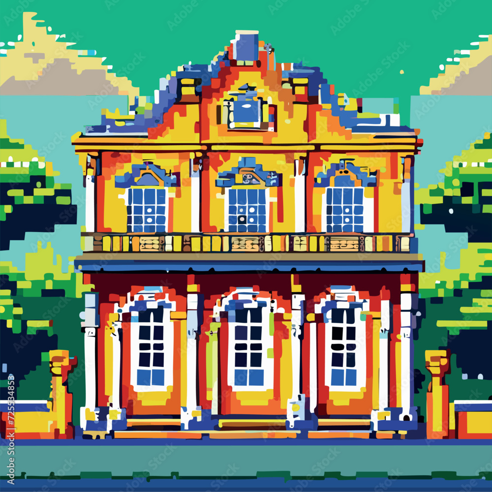 Casarão barroco estilo colonial tradicional em pixel art. Brasil ...