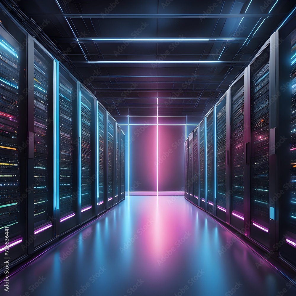 Illustration of a data center, Illustration of a servers , server racks ...