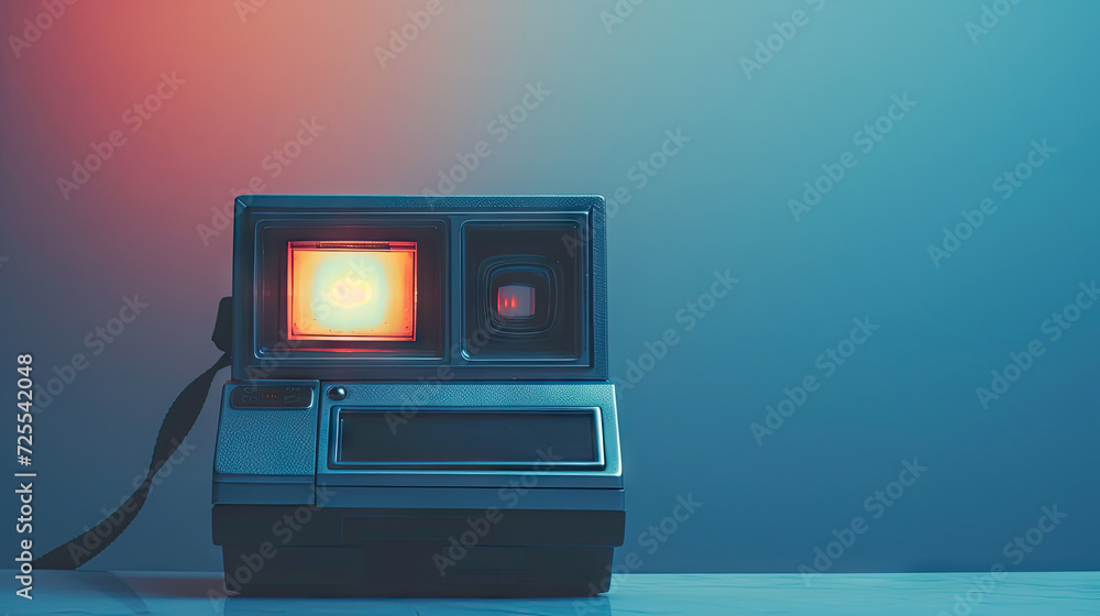 Vintage Polaroid Camera photo on dark blue background. for adding a ...