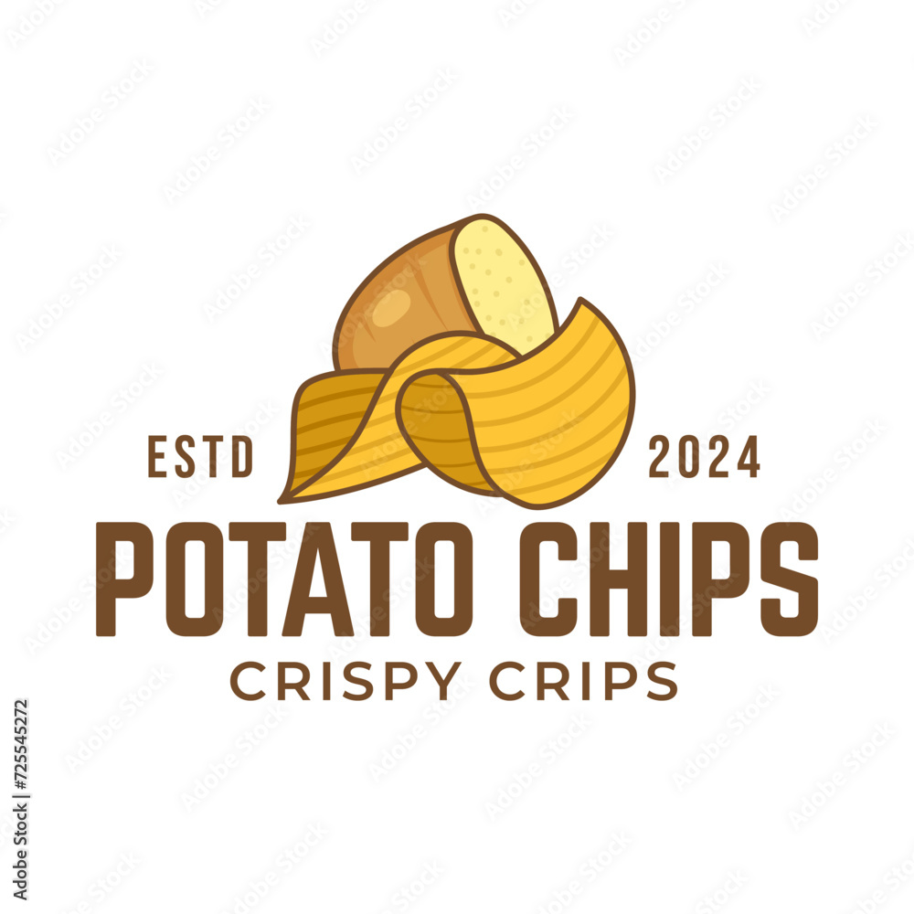 Logo Potato chips, Food and Snack logo with Simple Potato Cartoon ...