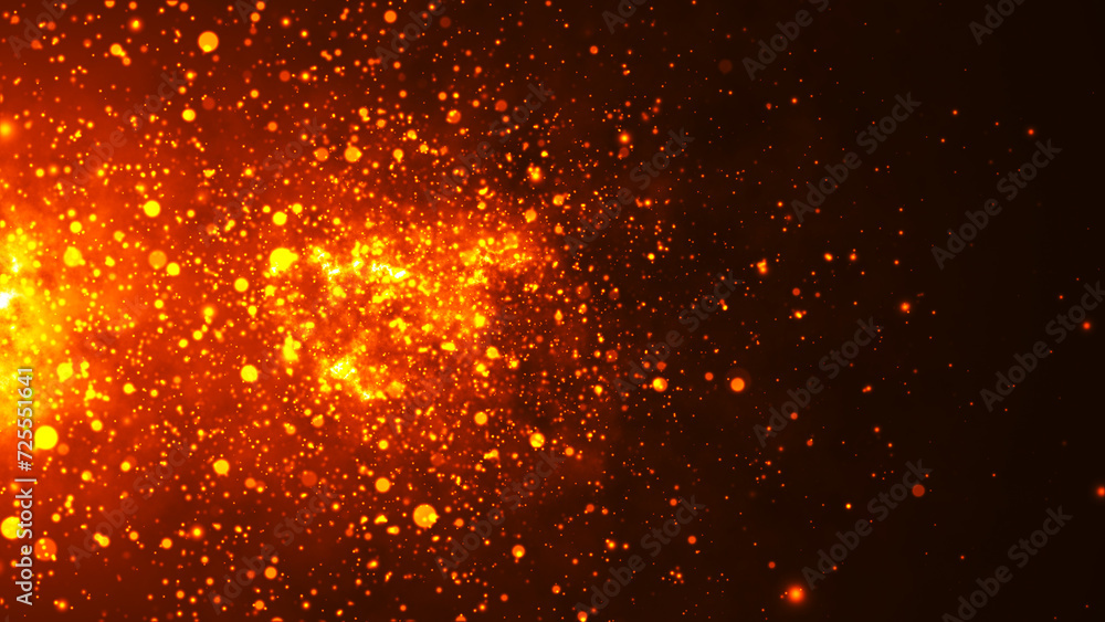 Colorful animation of bright particles flying horizontally. Dynamic ...