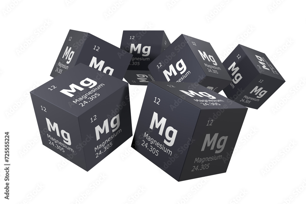 Magnesium, 3D rendering of symbols of the elements of the periodic ...