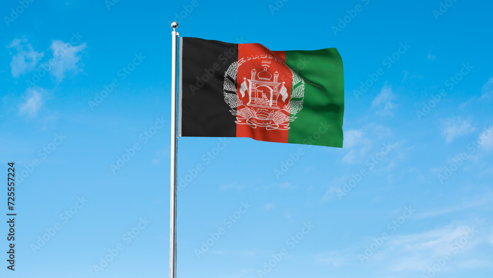 High detailed flag of Afghanistan. National Afghanistan flag. Green ...