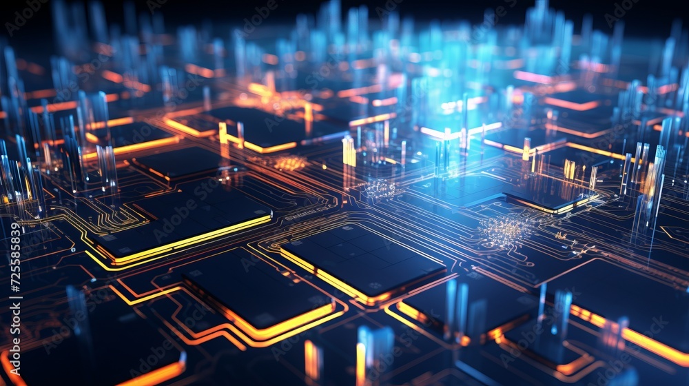 Vibrant 3d abstract technology background with integrated network ...