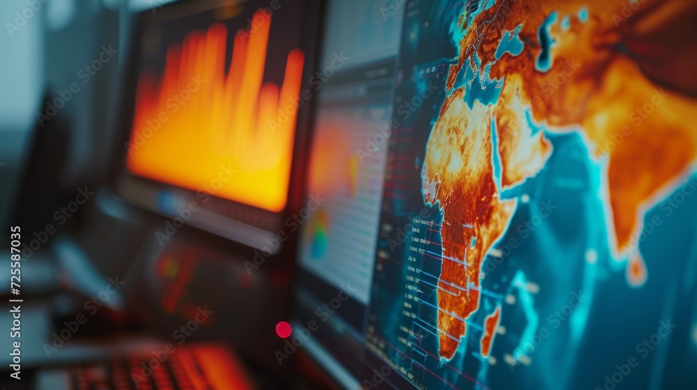 Global warming, Computer Screen Highlighting Climate Change Data Trends ...