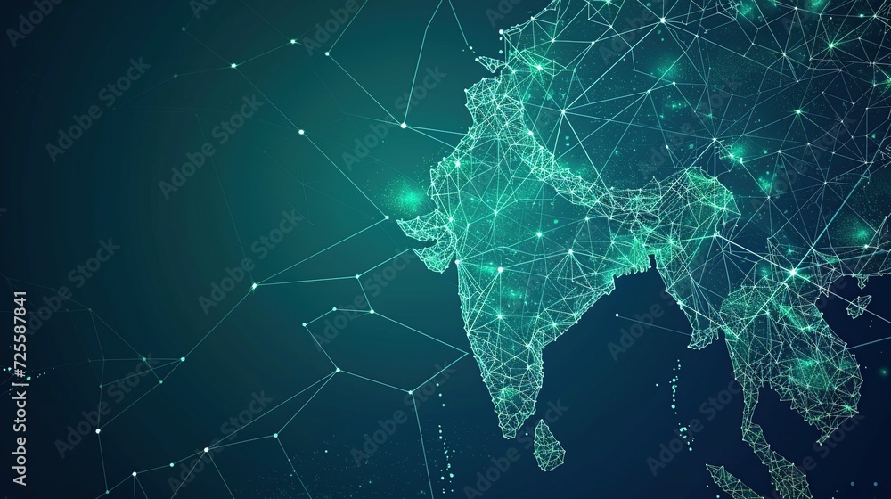 map of India polygon backdrop for graphic design, a vibrant visual ...