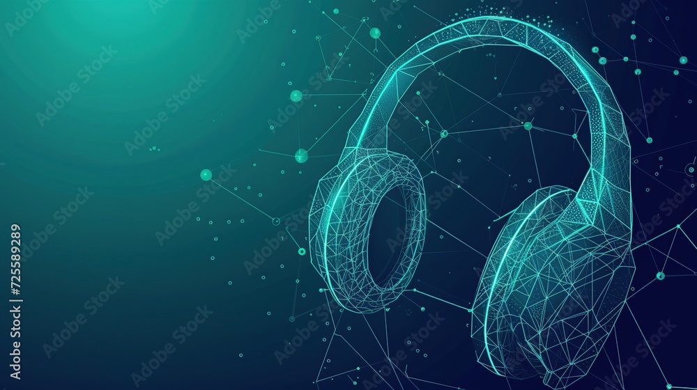 headphone geometric polygon pattern for graphic design background, an ...