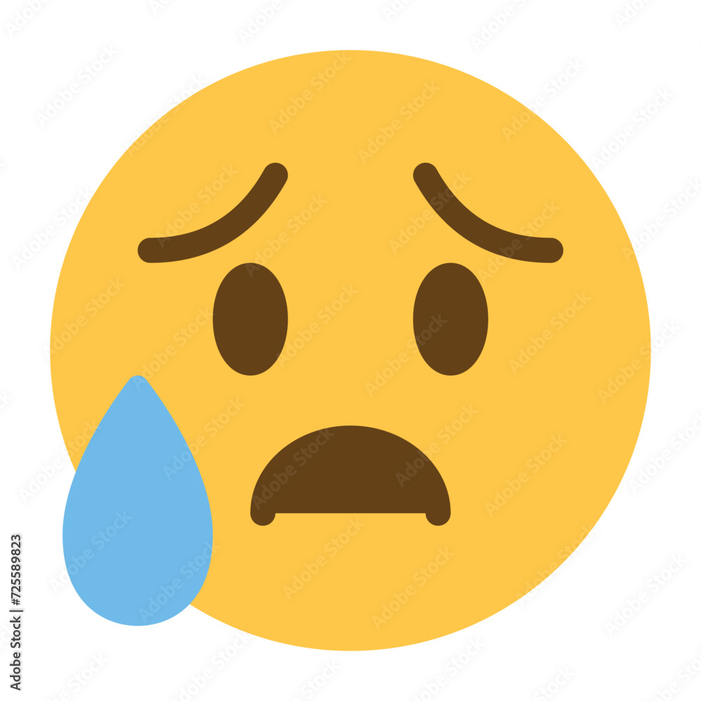 Sad Relieved Face Emoji Icon - Emotional Expression Symbol Stock Vector ...