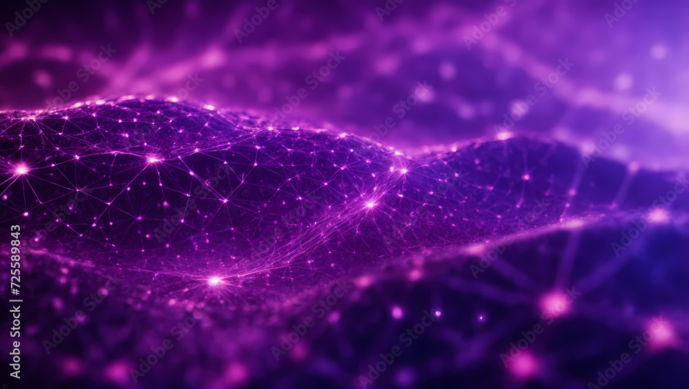 Abstract purple technology background featuring a cyber network grid ...