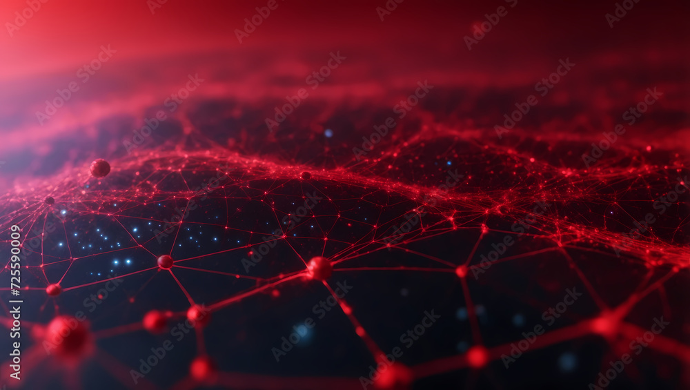 Abstract red technology background resembling a cyber network grid ...