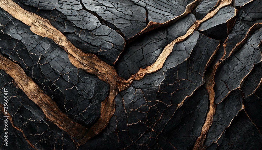 Obsidian Veins: A Top-View Exploration of Abstract Cracks in Dark Stone ...