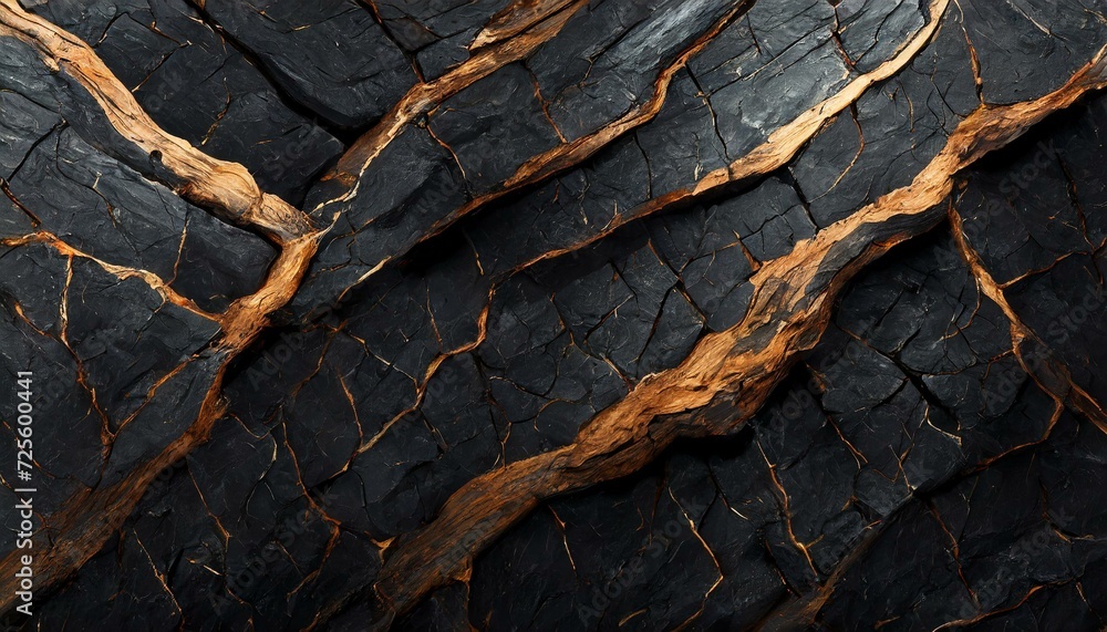 Obsidian Veins: A Top-View Exploration of Abstract Cracks in Dark Stone ...