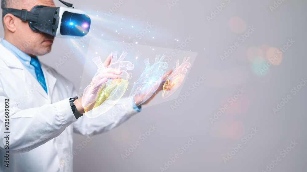 VR concept. In futuristic operating rooms, doctors don VR headsets ...