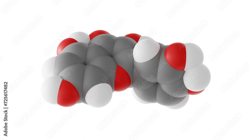quercetin molecule, plant flavonol, molecular structure, isolated 3d ...