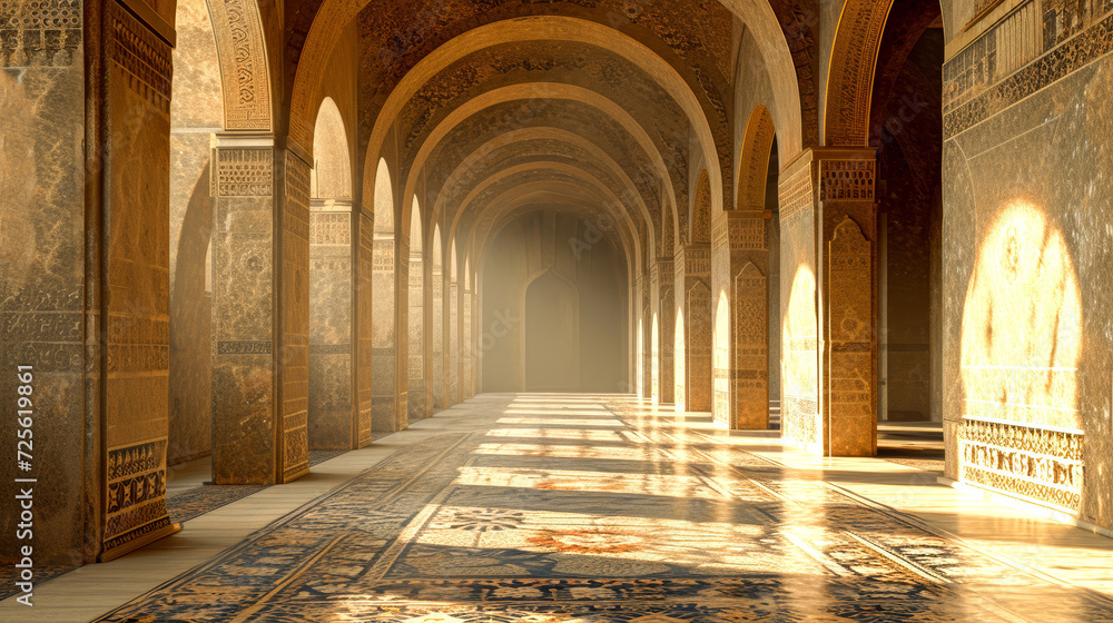 Interior of a royal residence palace castle of a kingdom in ancient ...